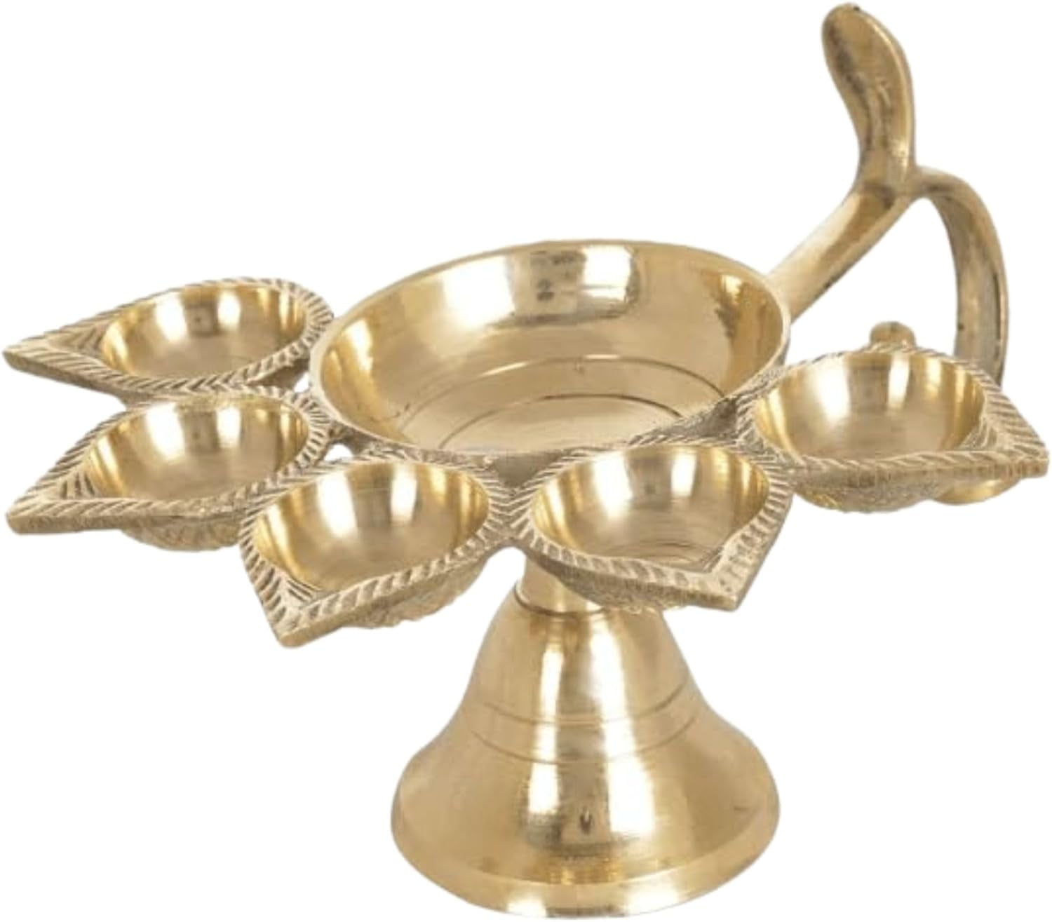 Brass Panch Aarti-Lamp Diya Oil Lamp with Stand Pooja Gift for Home ...