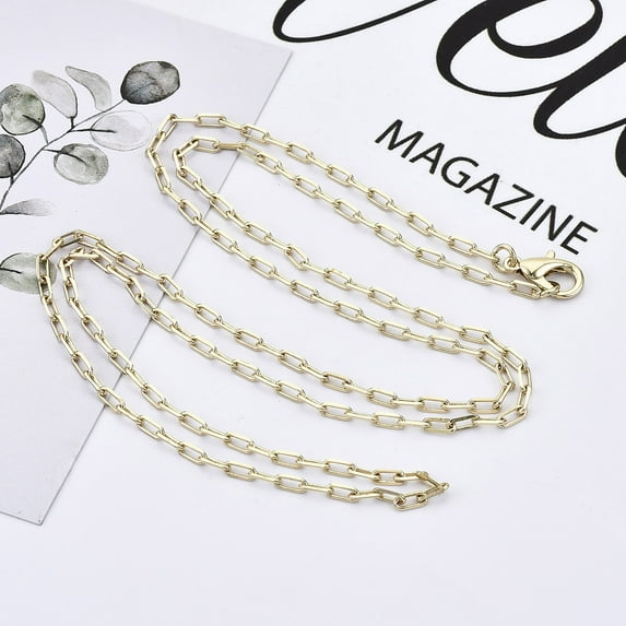 Brass Paperclip Chains Drawn Elongated Cable Chain Necklace Making with ...