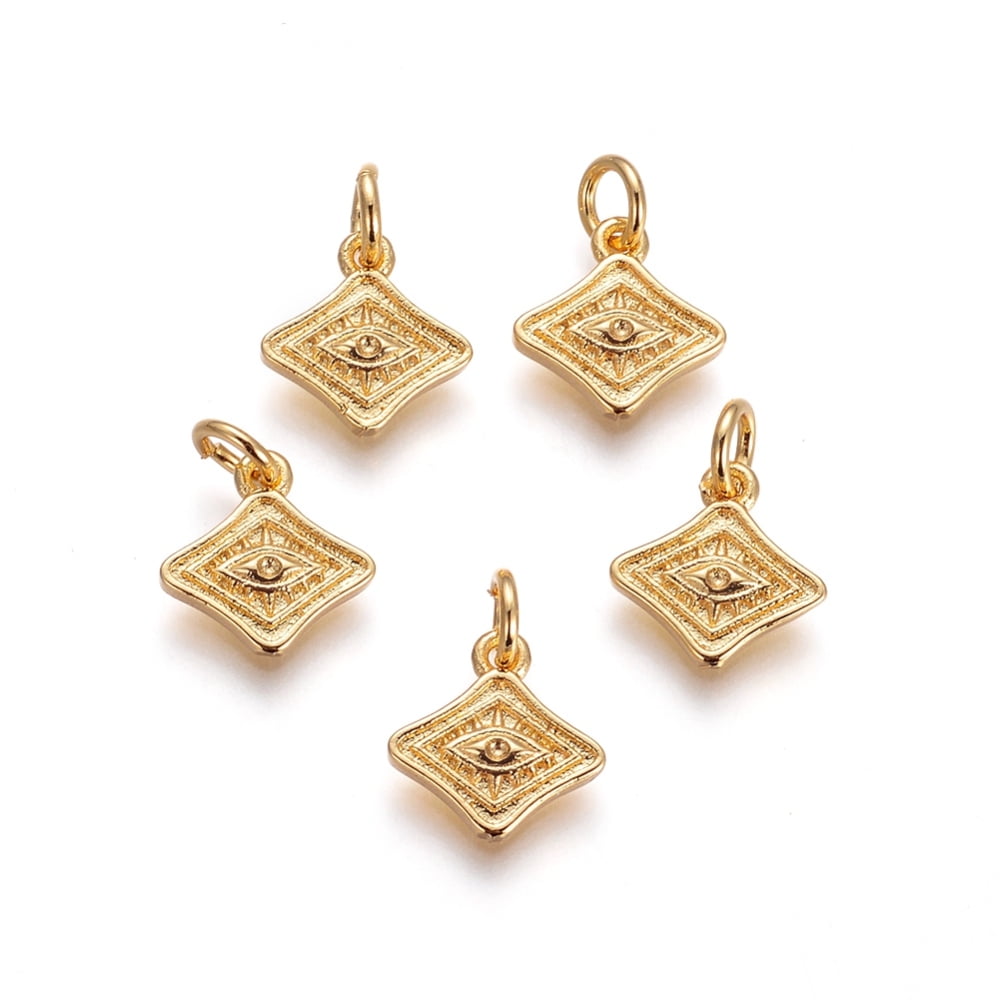 Brass Pendant Rhinestone Settings with Jump Rings Golden Fit for 0.6mm ...