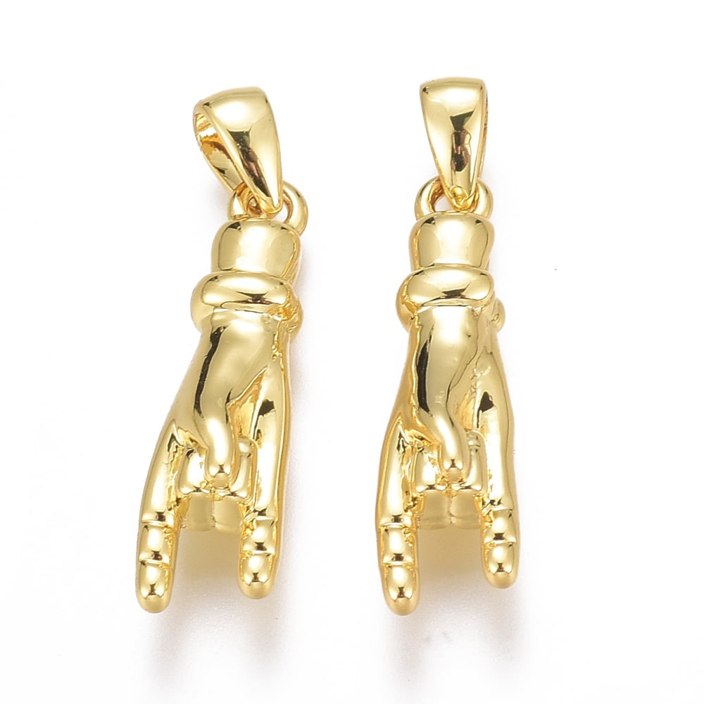 Brass Pendants Long-Lasting Plated Mano Cornuto Italian Hand Real 18K ...