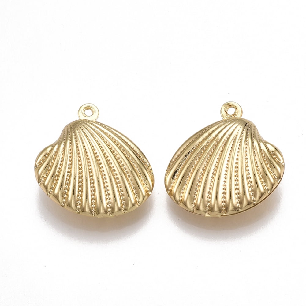 Brass Pendants Scallop Shell Shape Nickel Free Real 18K golden Plated ...