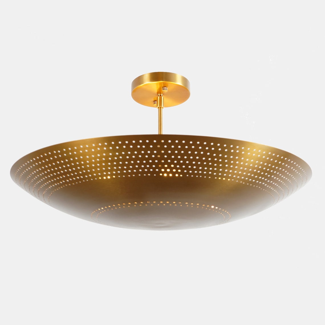 Brass Perforated Ceiling Flush Mount Pendant Light Fixture Mid Century ...