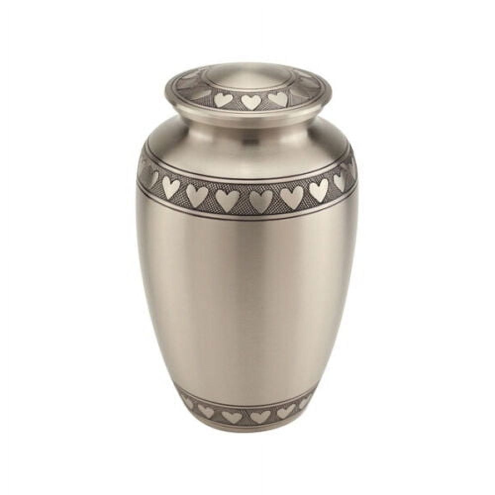 Brass Pewter Heart Engraved Cremation Urn Funeral Burial Jar for Human ...