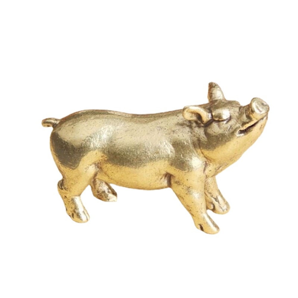 Brass Pig Figurine Solid Statue Animal Figurines Toys Table Decoration ...