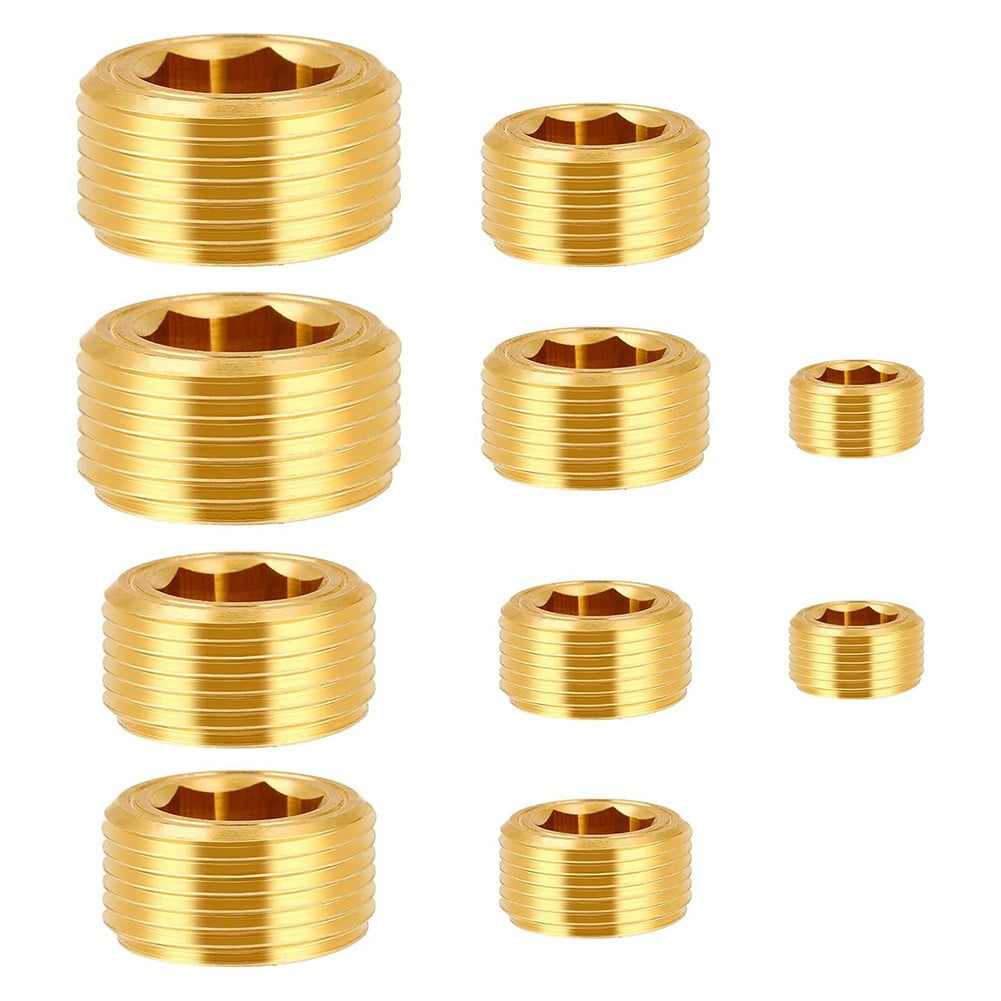 Brass Pipe Adapter Combination kit NPT Male Hexagon Threaded Sleeve ...