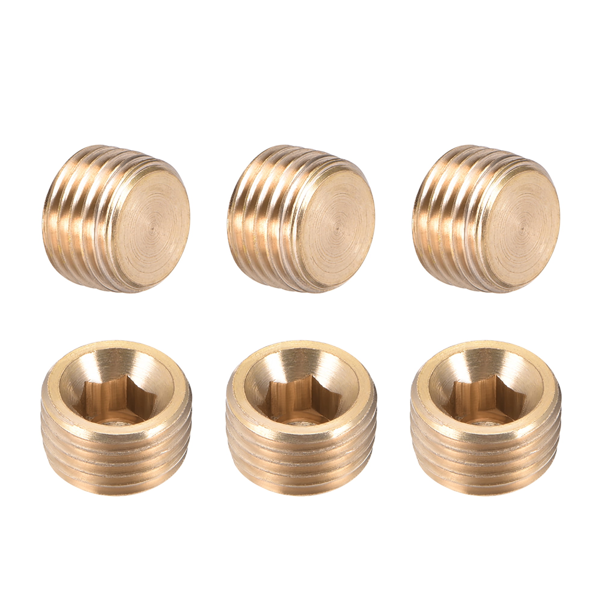 Brass Pipe Fitting, Hex Counter Sunk Plug, 1/4 Inch G Male Pipe 6pcs - Walmart.com