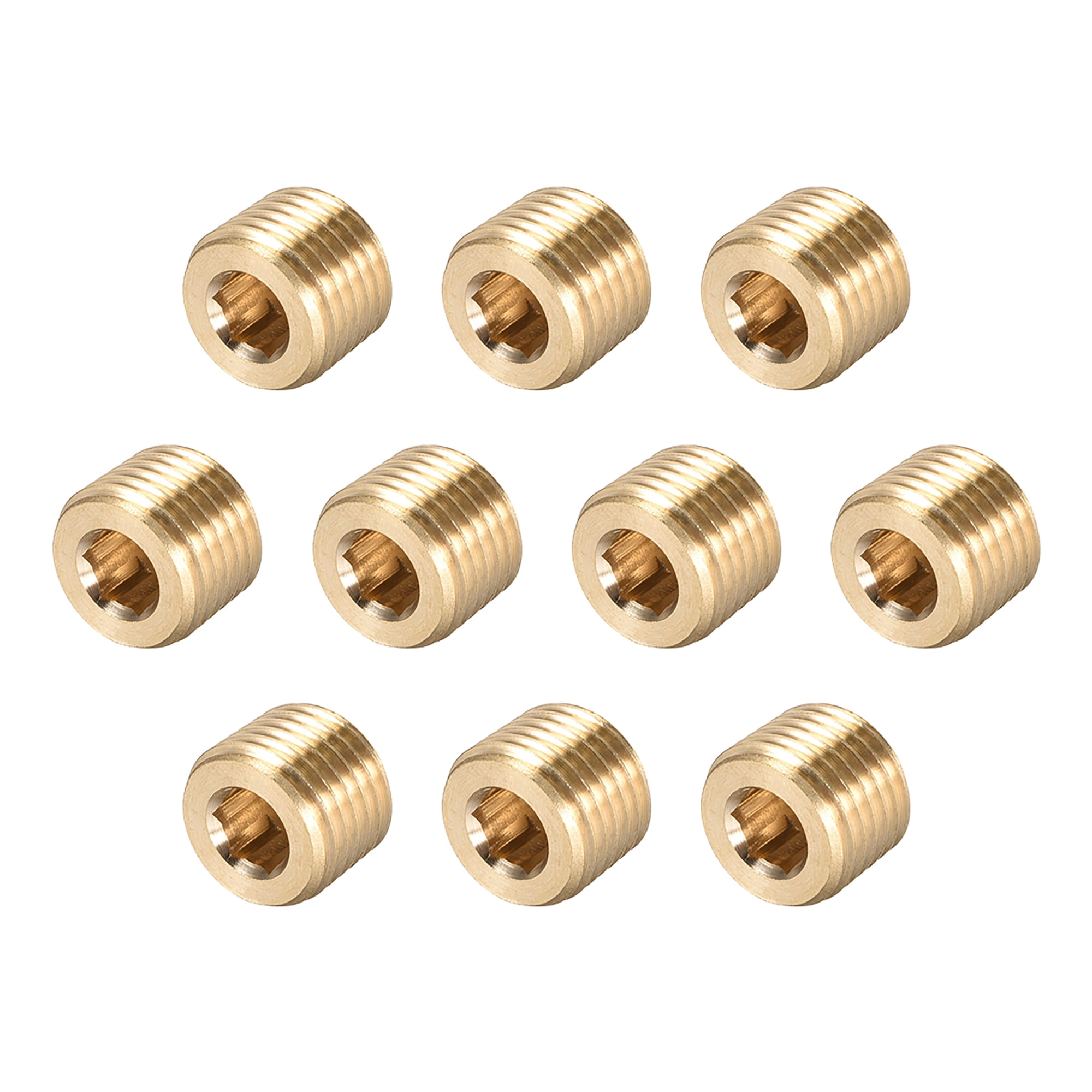 Brass Pipe Fitting - Hex Counter Sunk Plug 1/4NPT Male Socket Drive ...