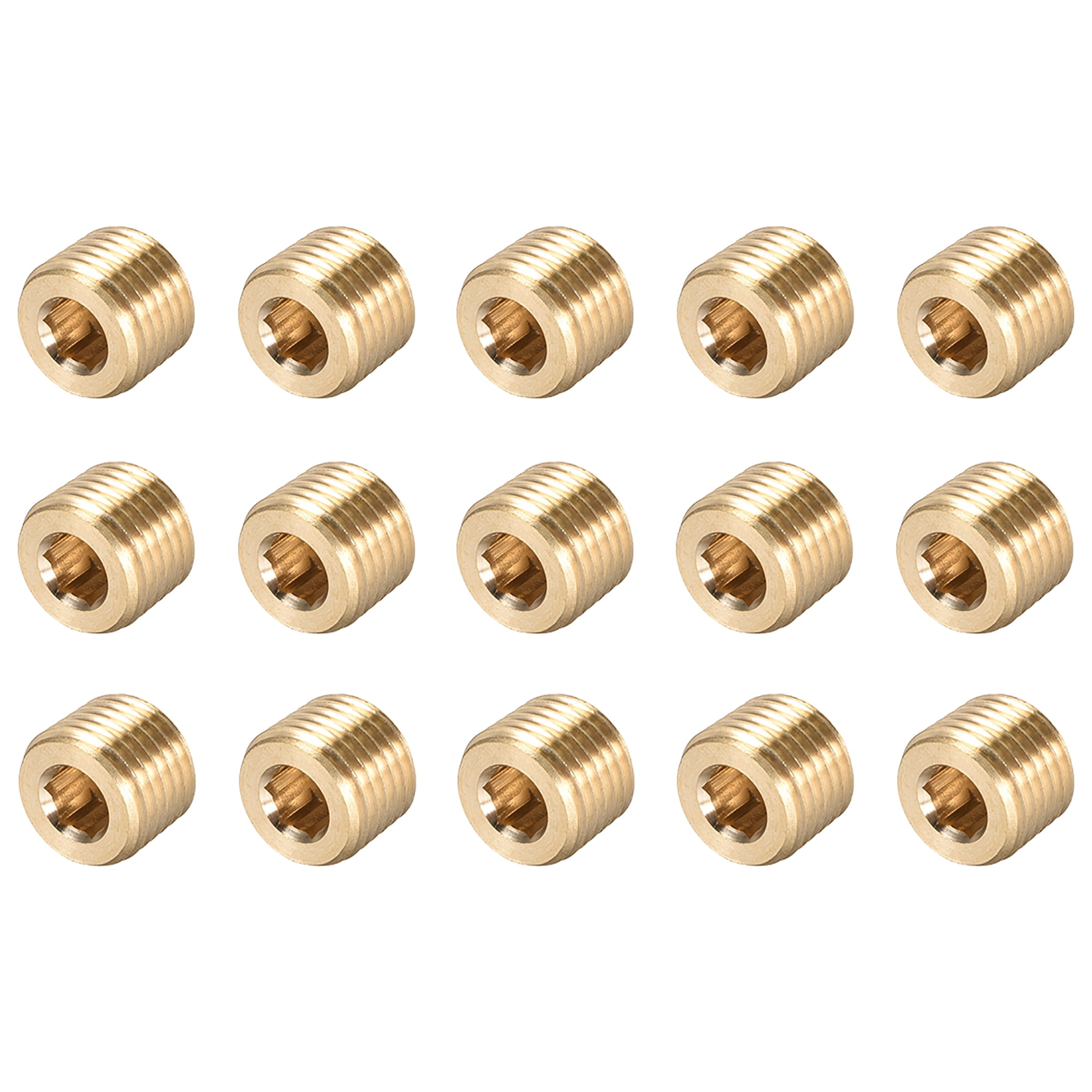 Brass Pipe Fitting - Hex Counter Sunk Plug 1/4NPT Male Socket Drive Countersunk Pipe Plugs 15 ...