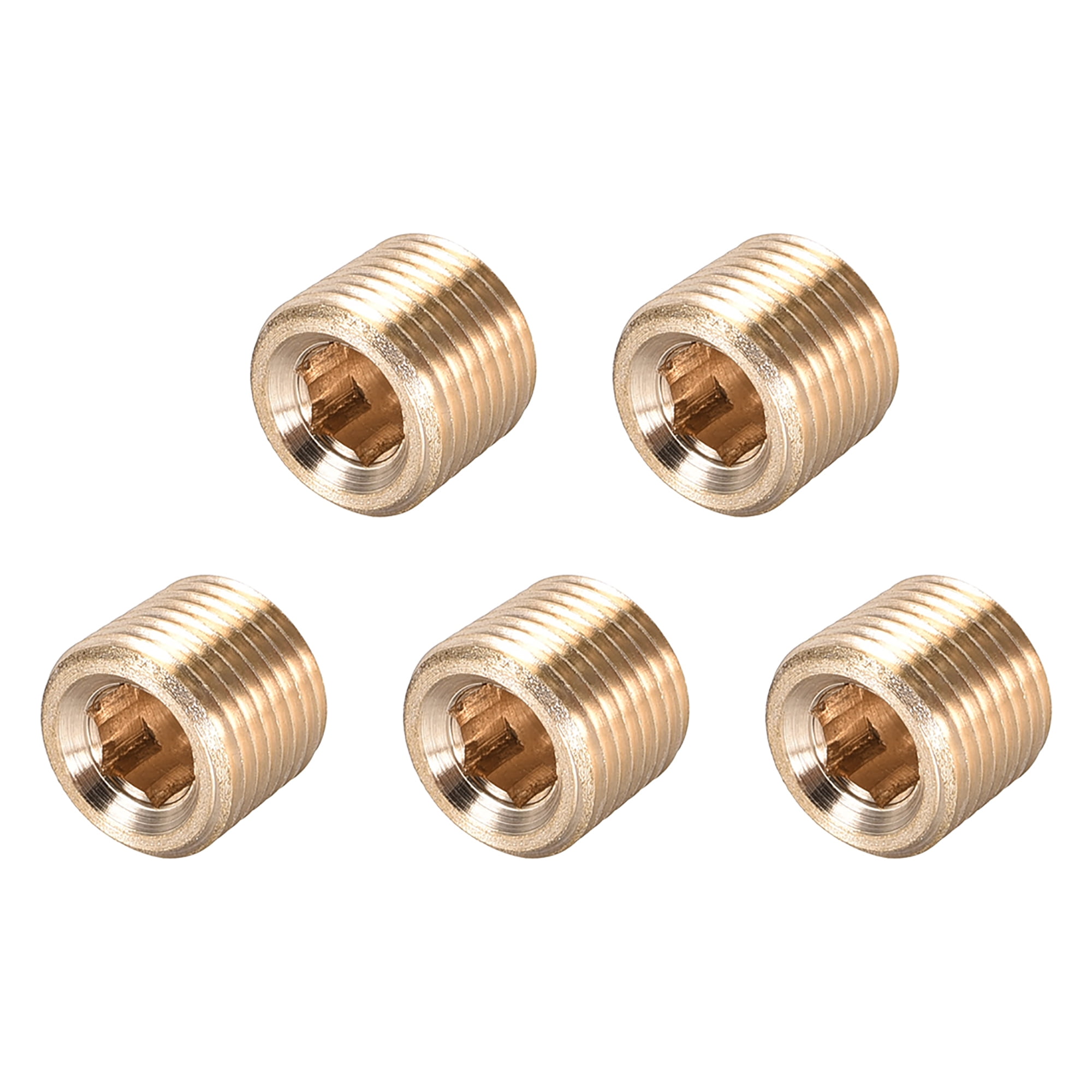 Brass Pipe Fitting - Hex Counter Sunk Plug 1/8NPT Male Socket Drive Countersunk Pipe Plugs 5 pcs ...