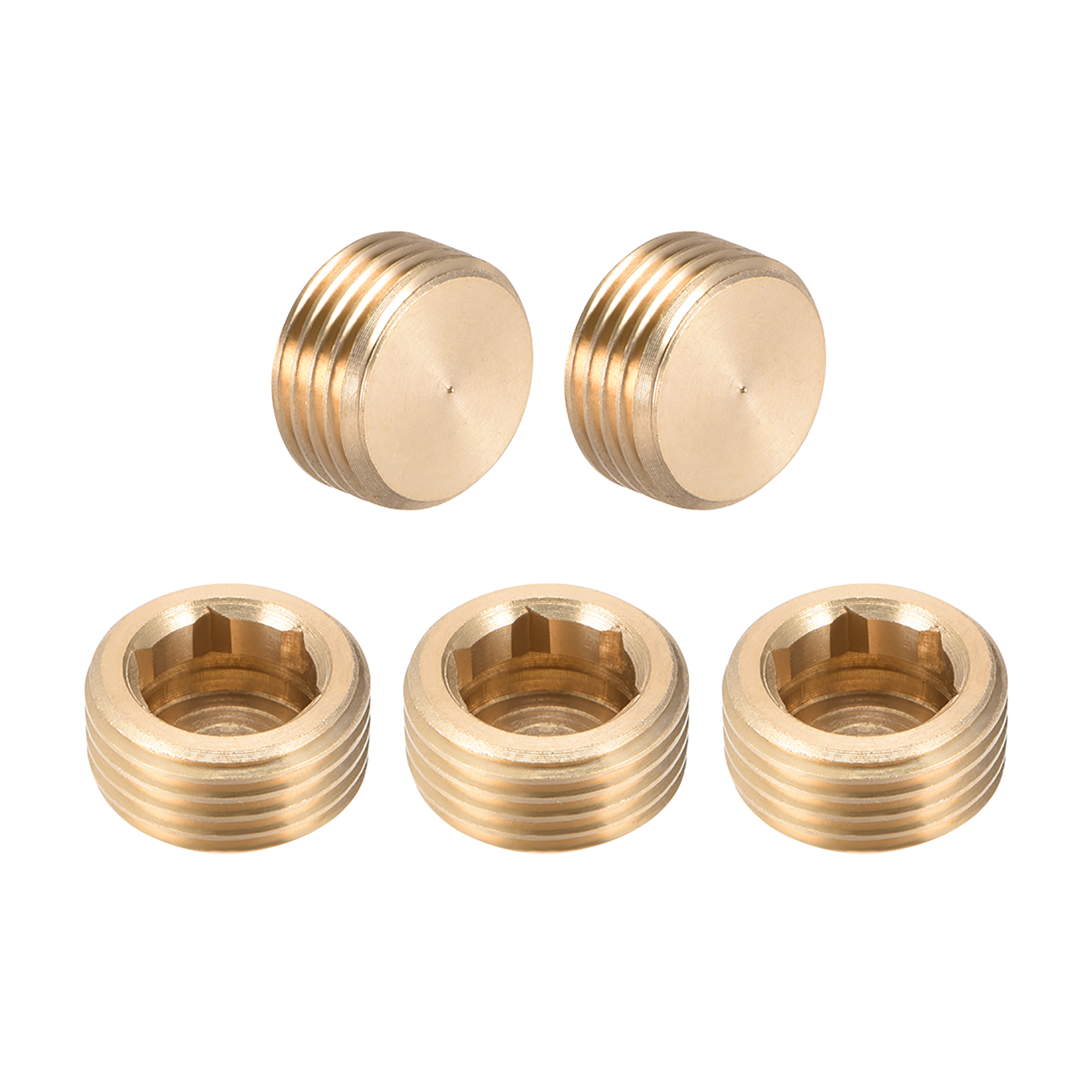 Brass Pipe Fitting, Hex Counter Sunk Plug, G1/2 Male Pipe 5pcs - Walmart.com