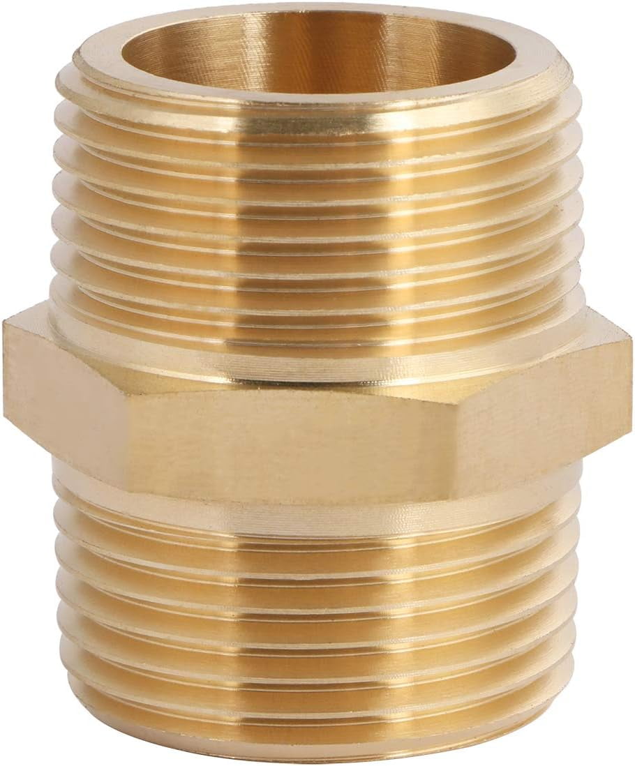 Brass Pipe Fitting, Hex Nipple, 1" x 1" NPT Male Pipe Adapter - Walmart.com