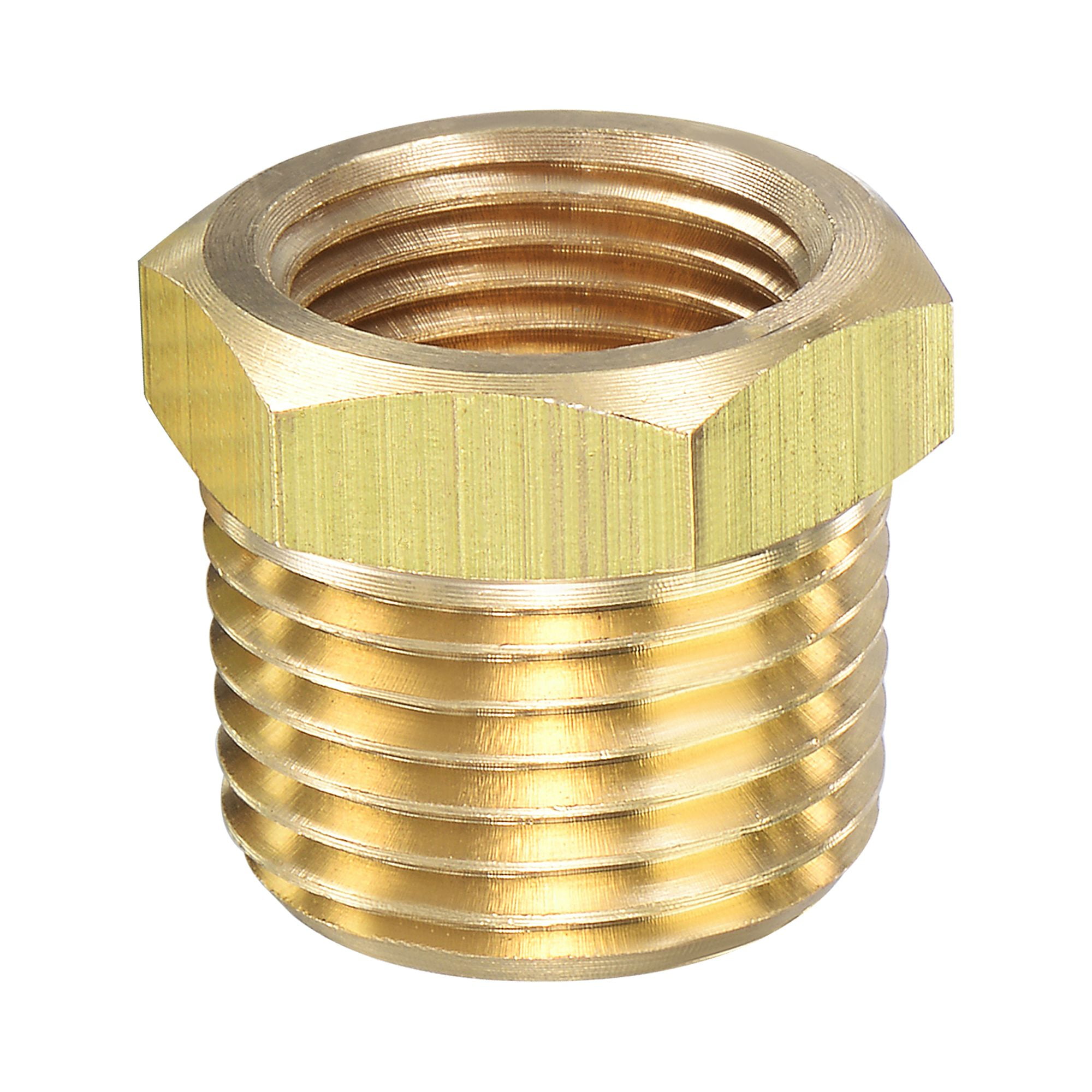 Brass Pipe Fitting Reducer Adapter, 1/2NPT Male x 3/8NPT Female for Water Oil Air Pressure Gauge ...