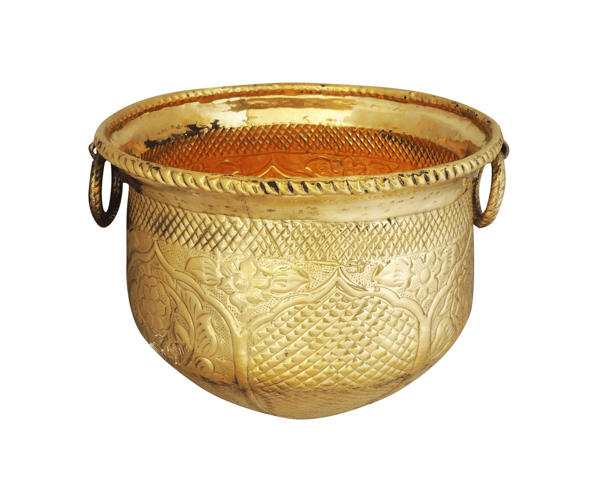 Brass Planter Pot Gamala Chatai 2.33Kg, Small Brass Planter, Vintage ...