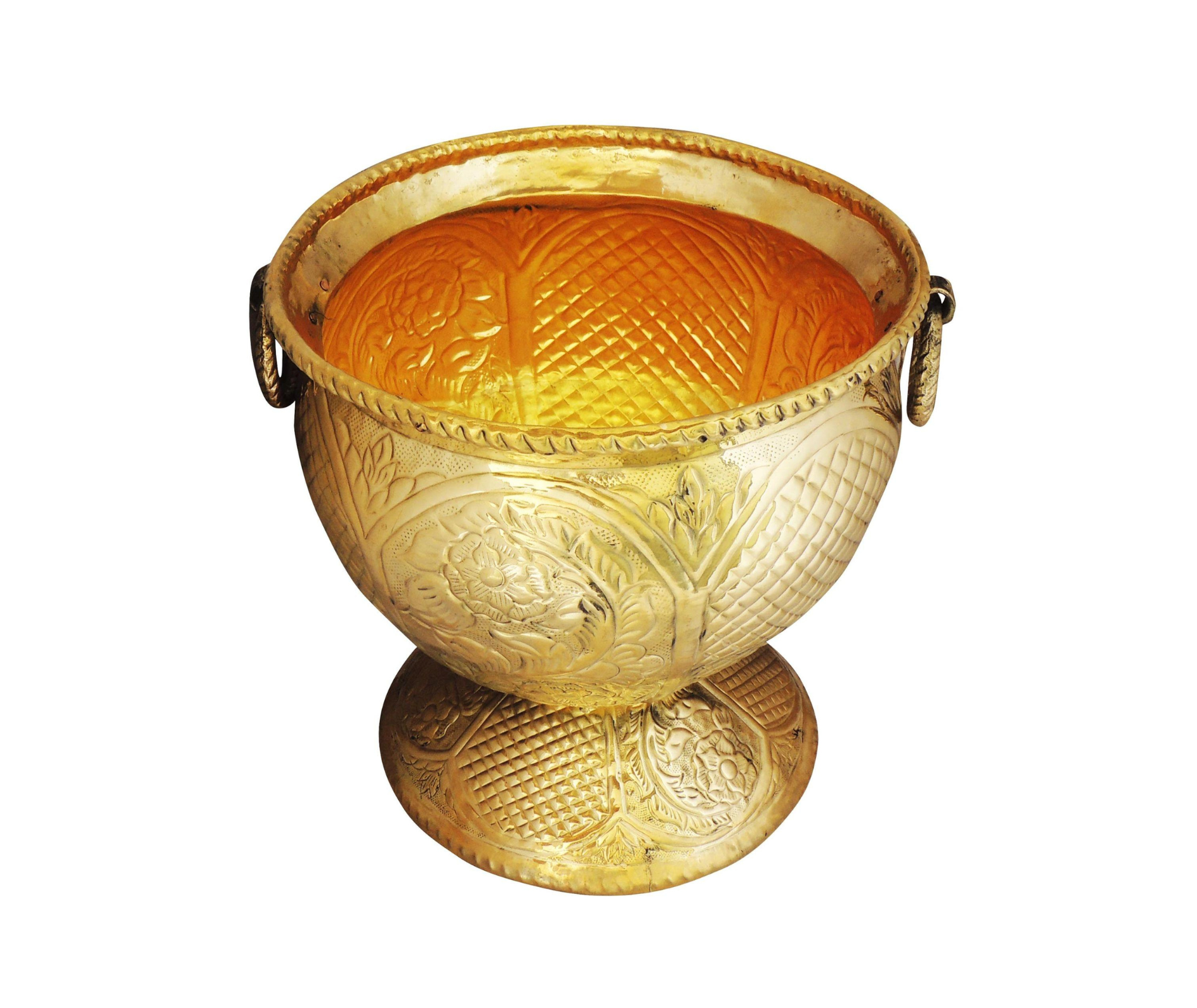 Brass Planter Pot Gamala Chatai 2.93Kg, Small Brass Planter, Vintage ...