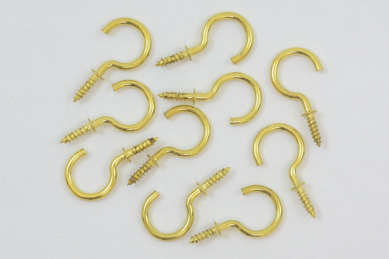 Brass Plated Cup Hook 7/8 inch / Package of 10 - Walmart.com