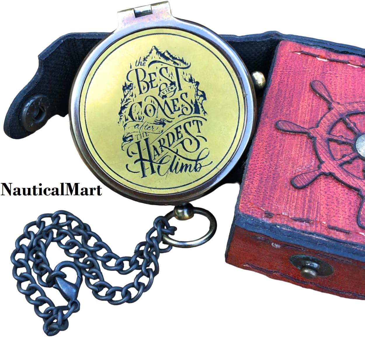Brass Pocket Compass 'Best View Comes After' Quote Engraved with Free ...