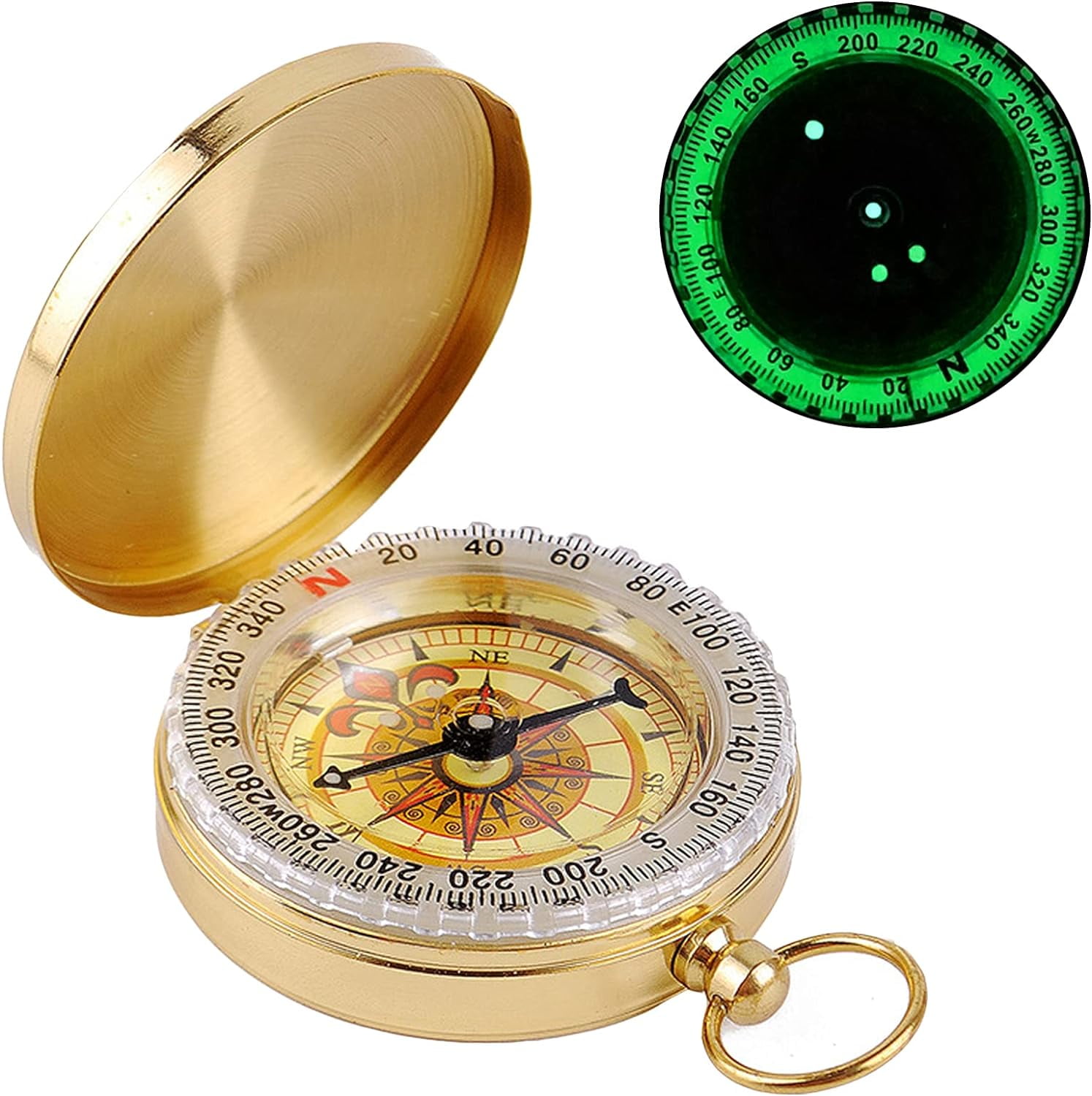 Brass Pocket Compass Fluorescent Compass Pocket Watch Compass Outdoor ...