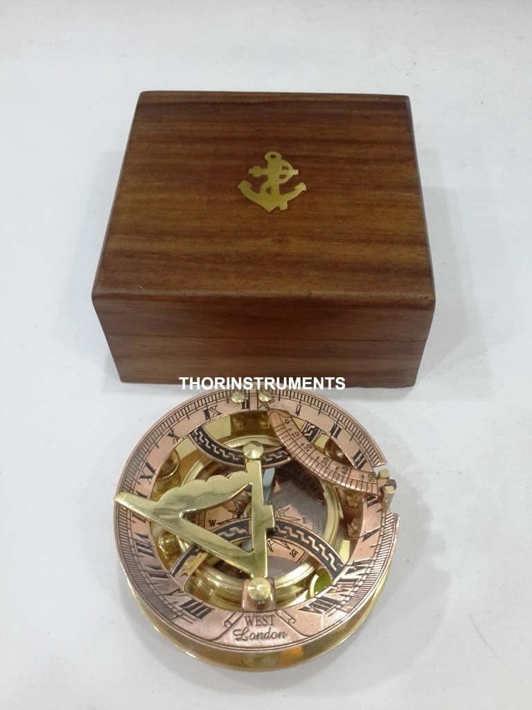 Brass Pocket Nautical Compass Maritime Sundial Compass Tabletop Compass ...