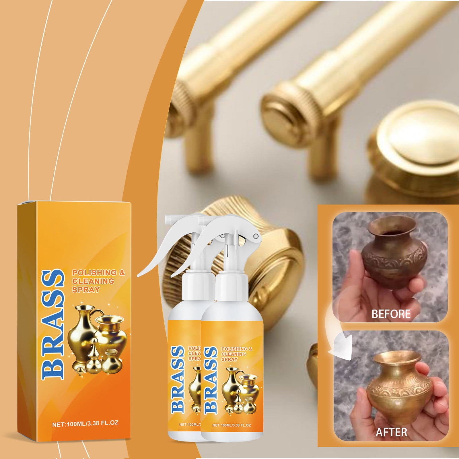 Brass Polishing Spray Instant Tarnish and Stain Remover for Multiple ...