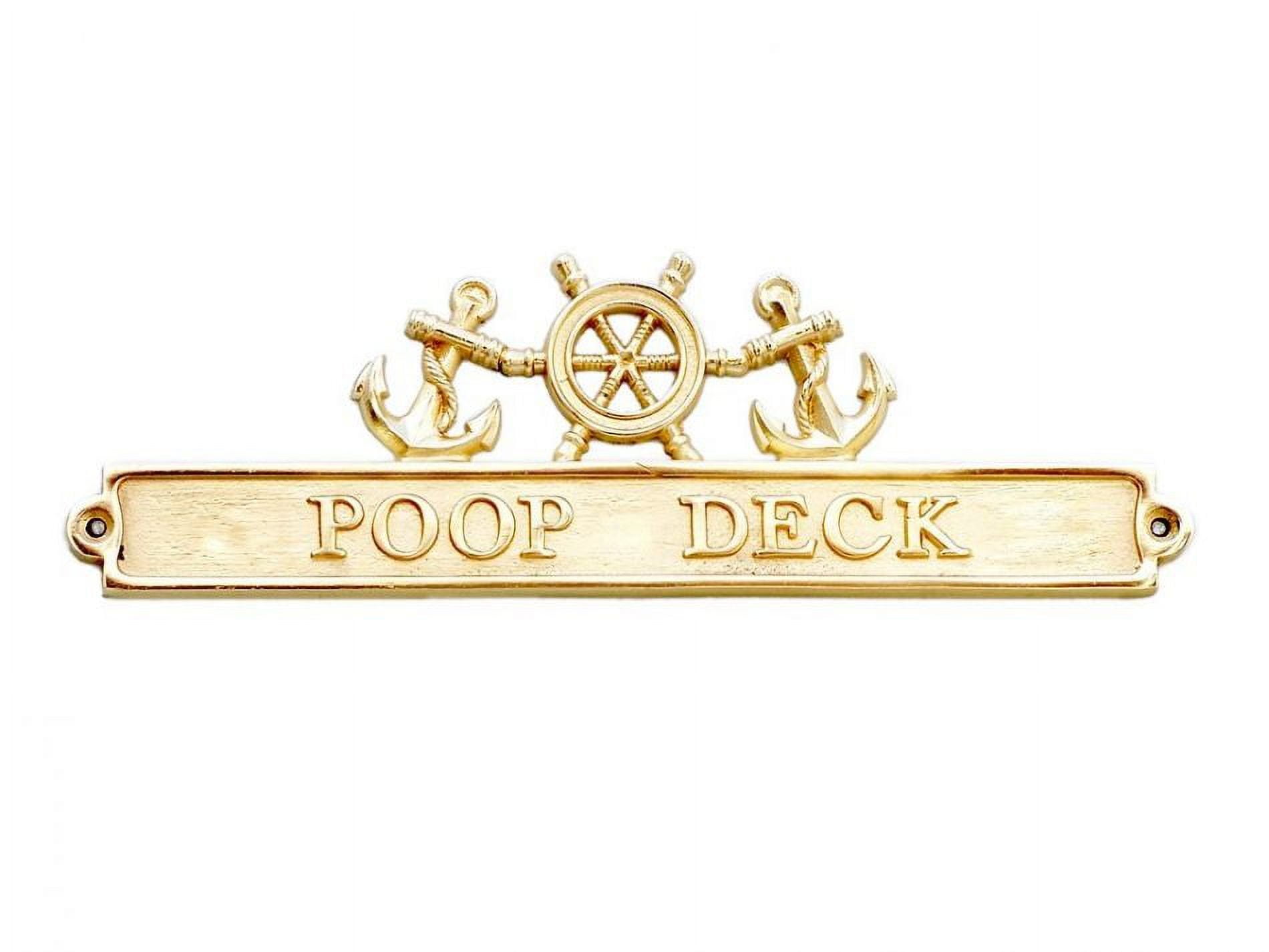 Handcrafted Cast Iron - Brass Poop Deck Sign with Ship Wheel and ...
