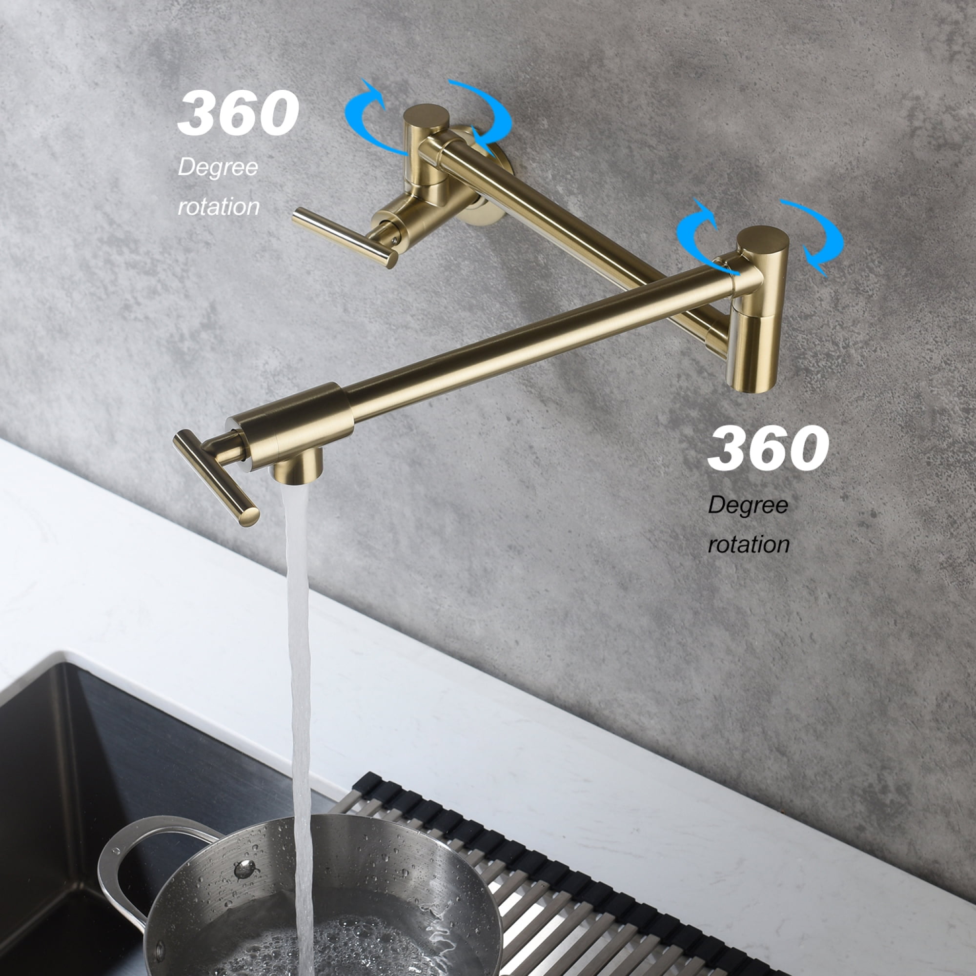 Brass Pot Filler,Brass Copper Material Kitchen Folding Faucet, in Wall ...