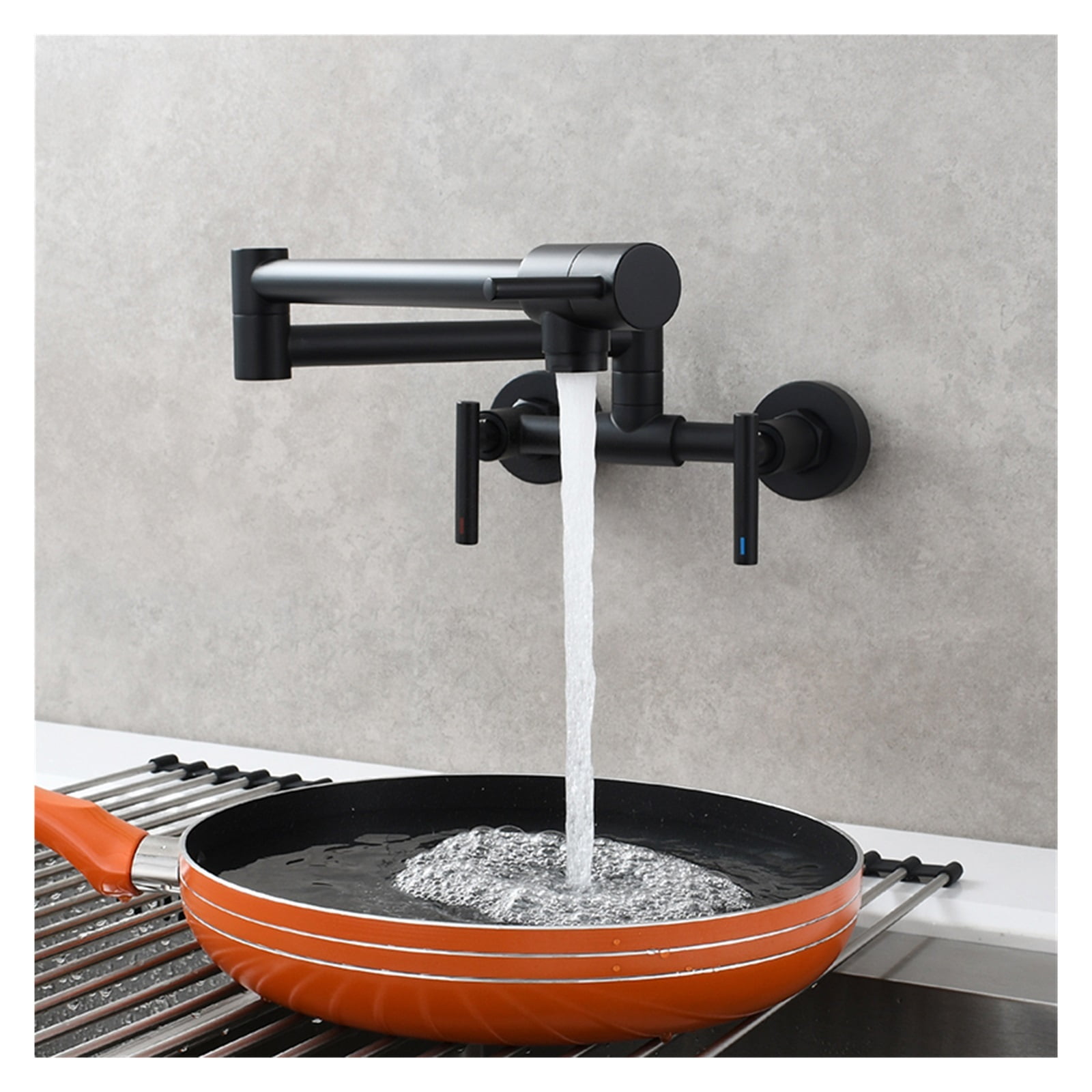Brass Pot Filler Faucet 2 Holes Wall Mount Folding Kitchen Faucet Hot ...