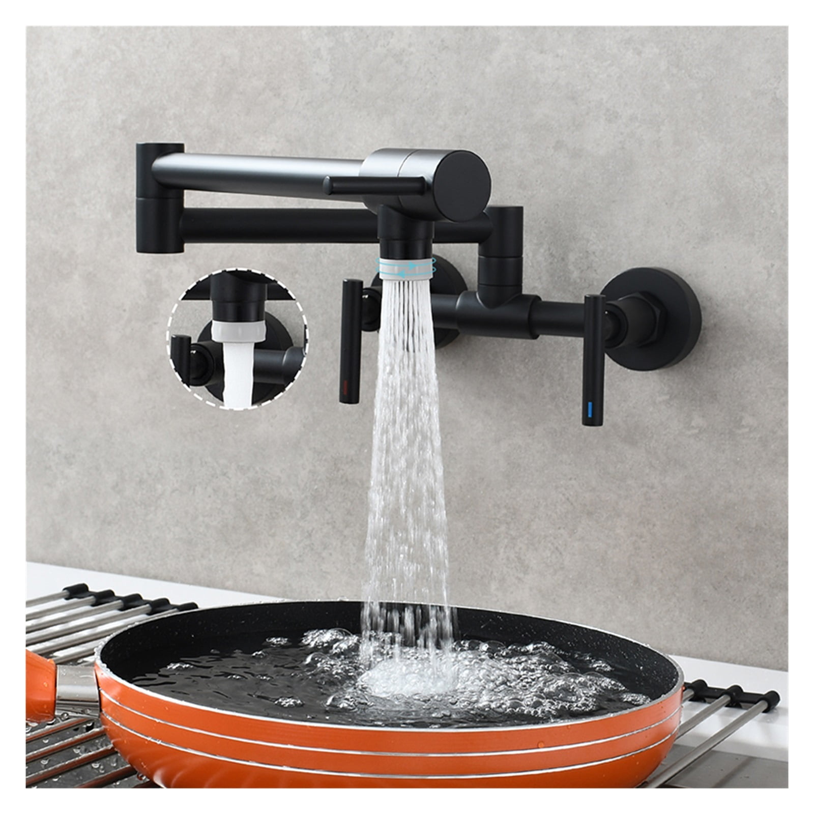 Brass Pot Filler Faucet 2 Holes Wall Mount Folding Kitchen Faucet Hot ...