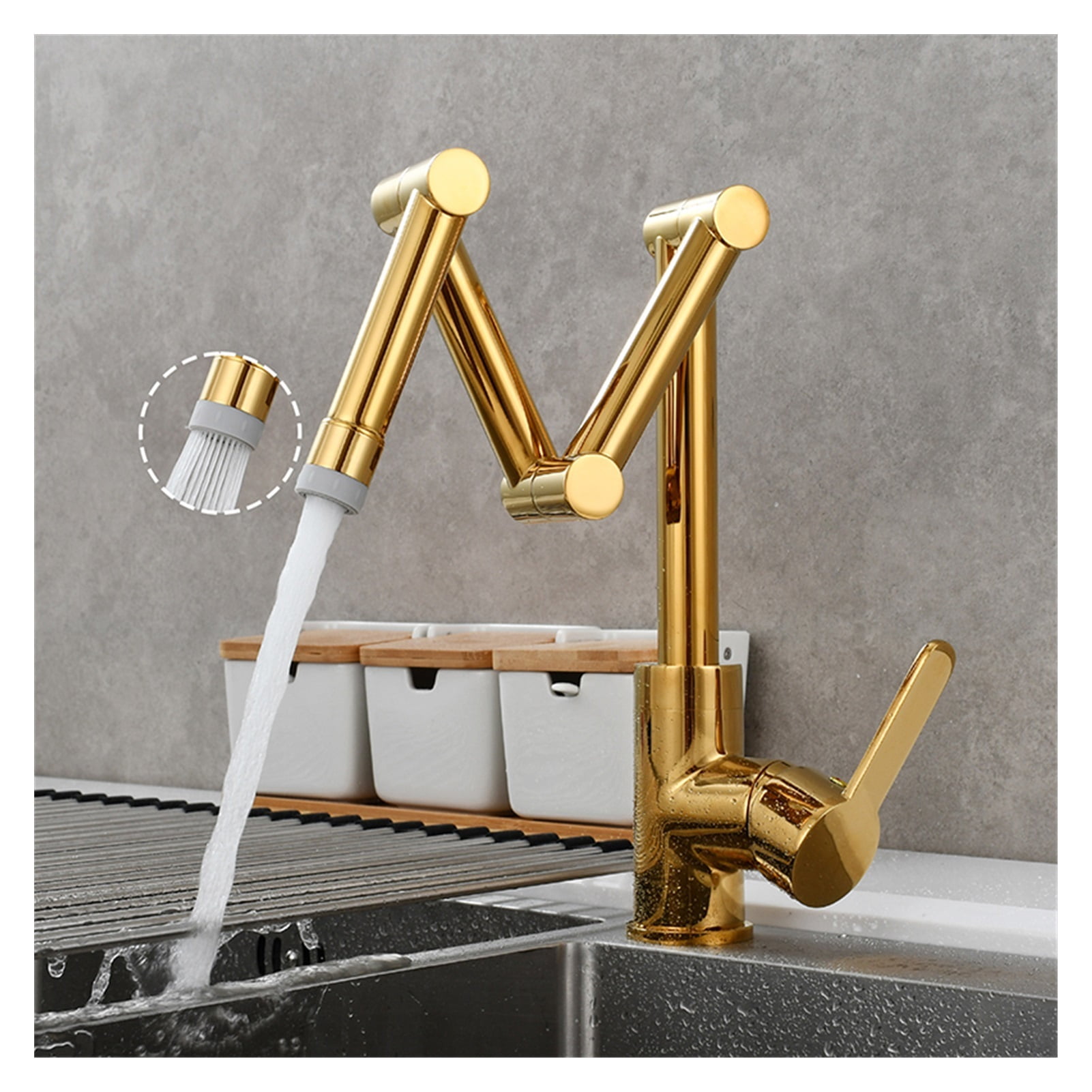 Brass Pot Filler Faucet Deck Mounted Three-Section Extension Folding ...