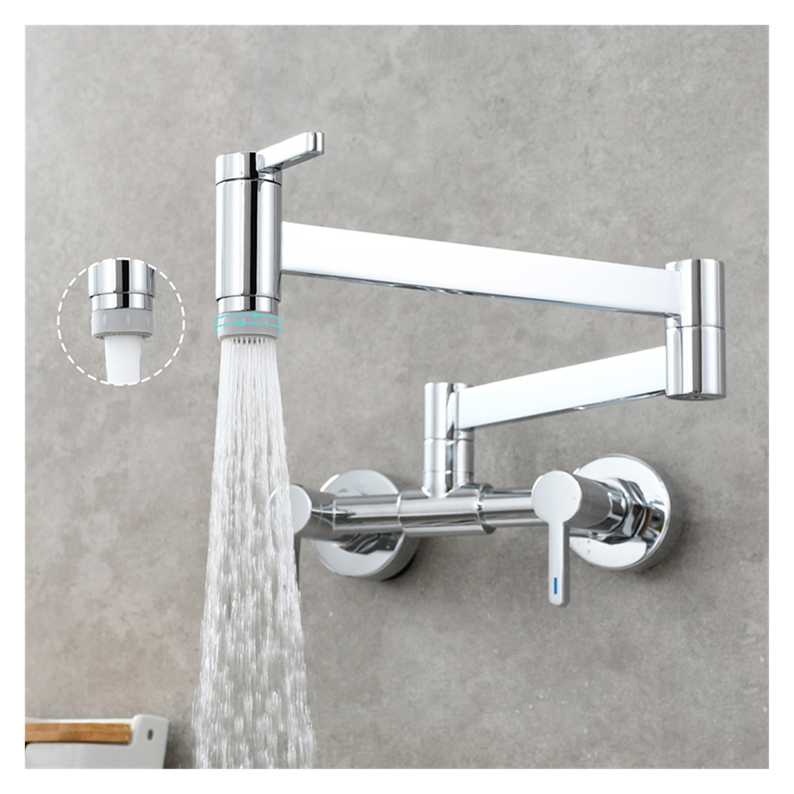 Brass Pot Filler Faucet Folding Kitchen Faucet With Double Joint Swing ...