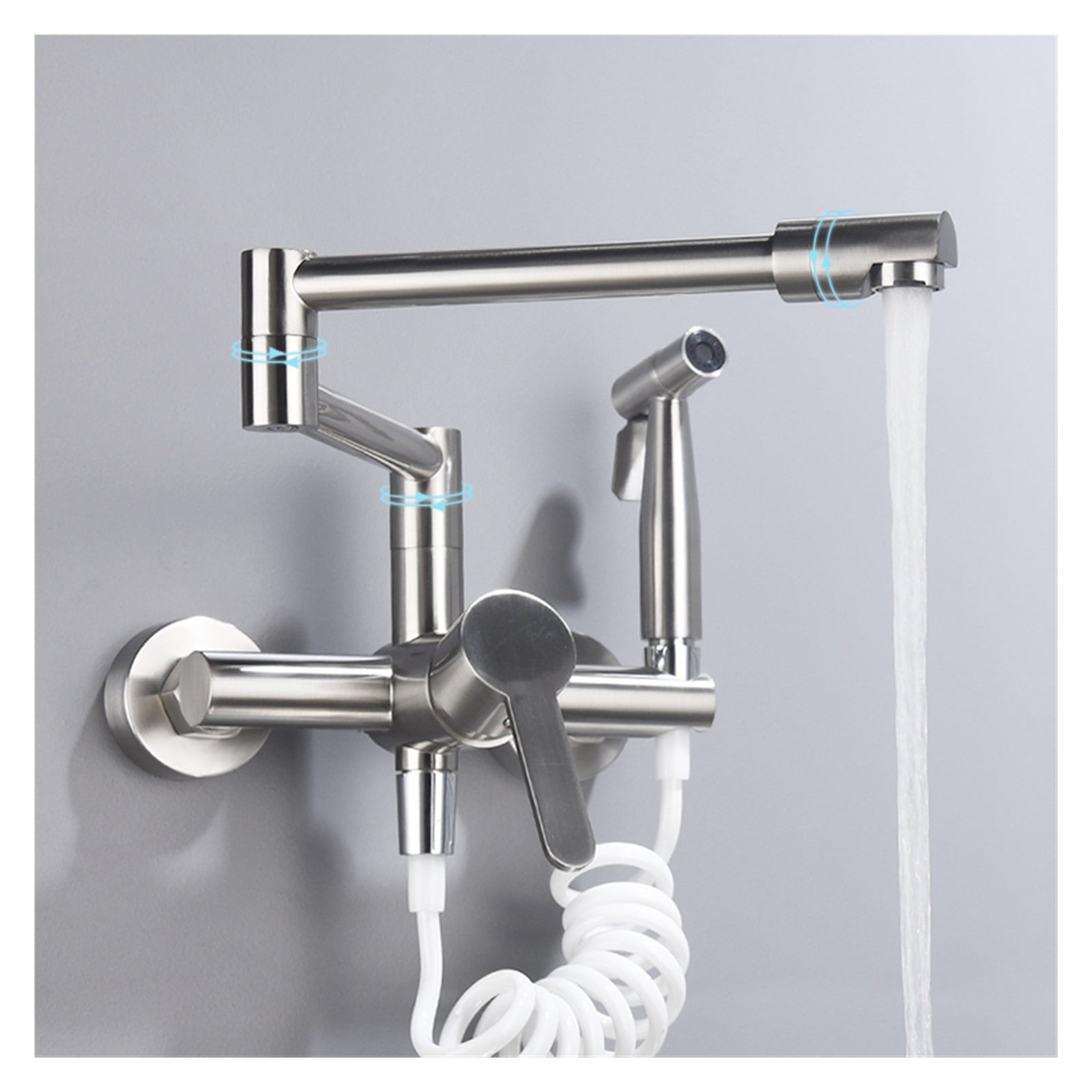 Brass Pot Filler Folding Faucet With Side Sprayer, Kitchen Sink Faucet ...