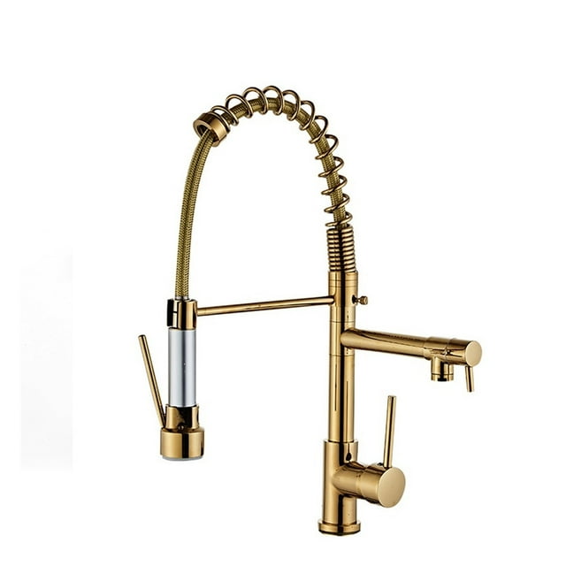 Brass Pull Out Spring Swivel Extension Faucet Kitchen Sink - Walmart.com