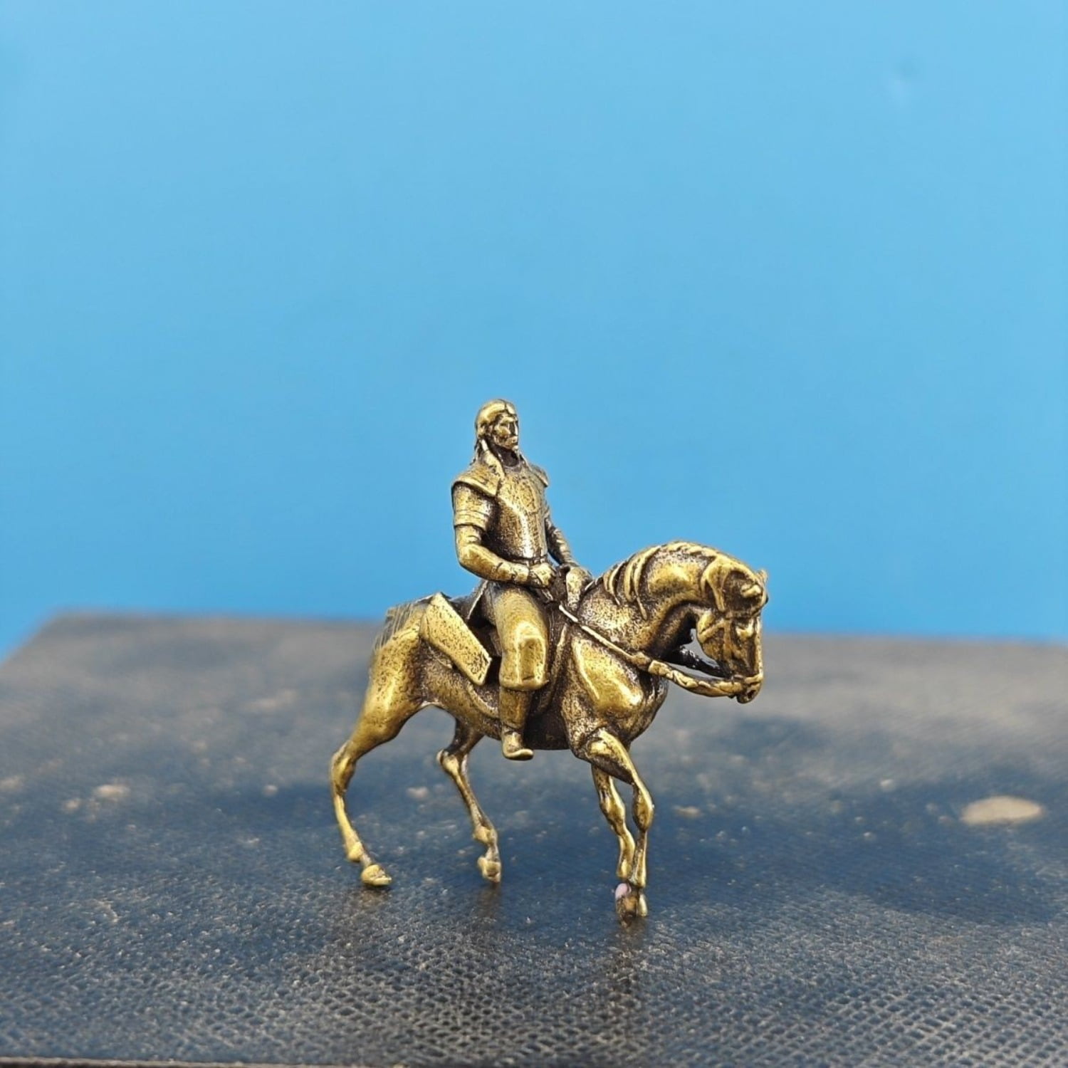 Brass Qing Dynasty Huang Taiji Figurine Miniature Rockery Fish Tank Car ...