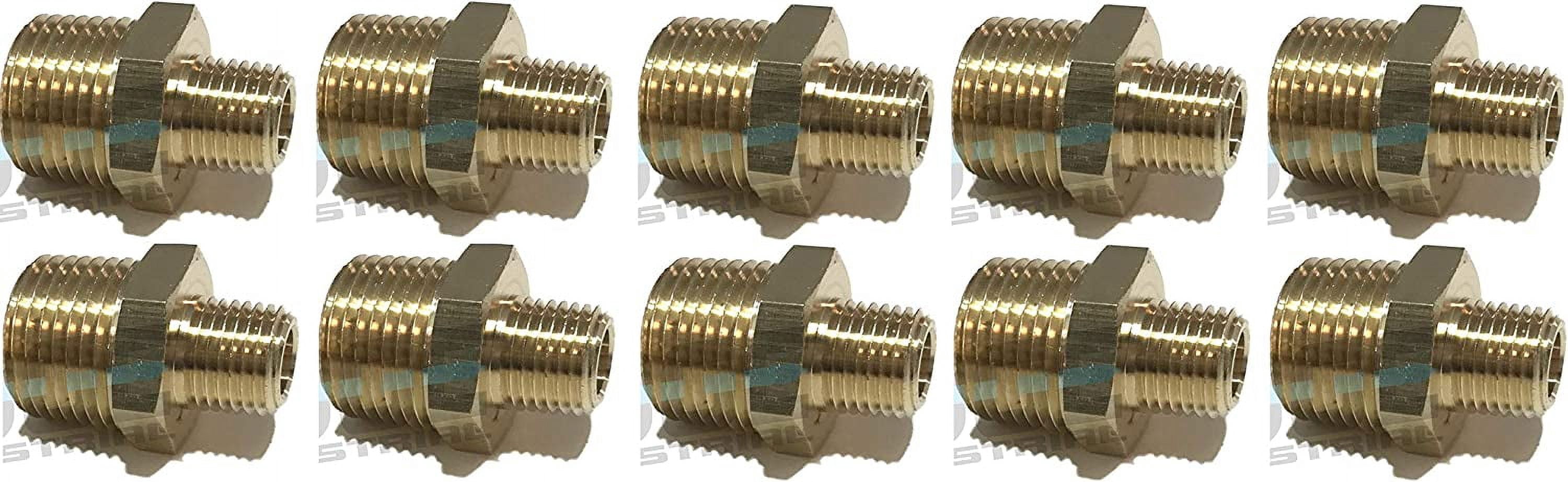 Brass REDUCING HEX Nipple 1/2" x 1/4" Male NPT MNPT Fuel/AIR/Water/Oil ...