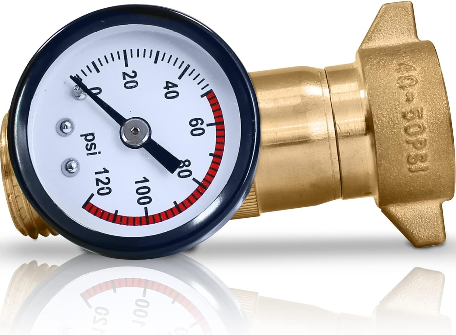 Brass RV Water Regulator (40-50PSI) with Gauge and Filter Screen, 3/4 ...