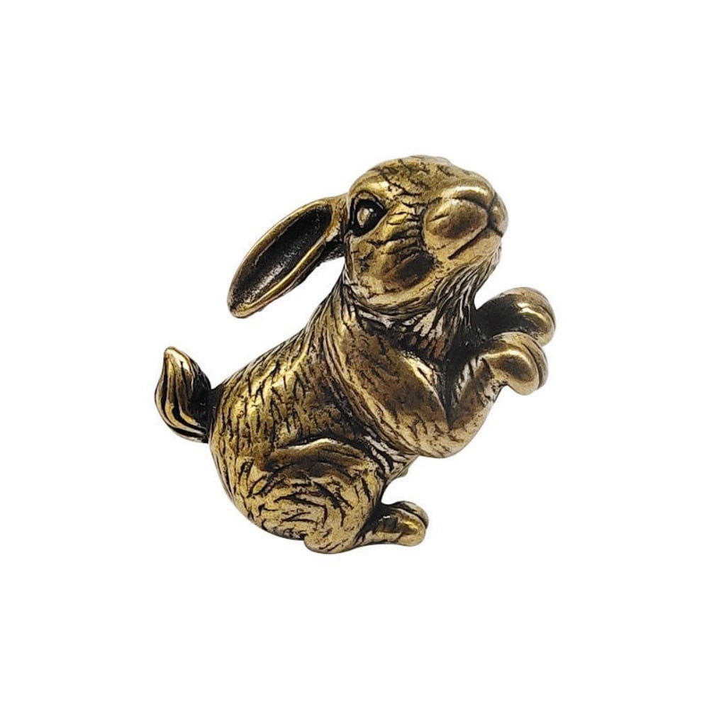 Brass Rabbit Figurine Chinese Zodiac Tea Pet Desk Ornament Feng Shui ...