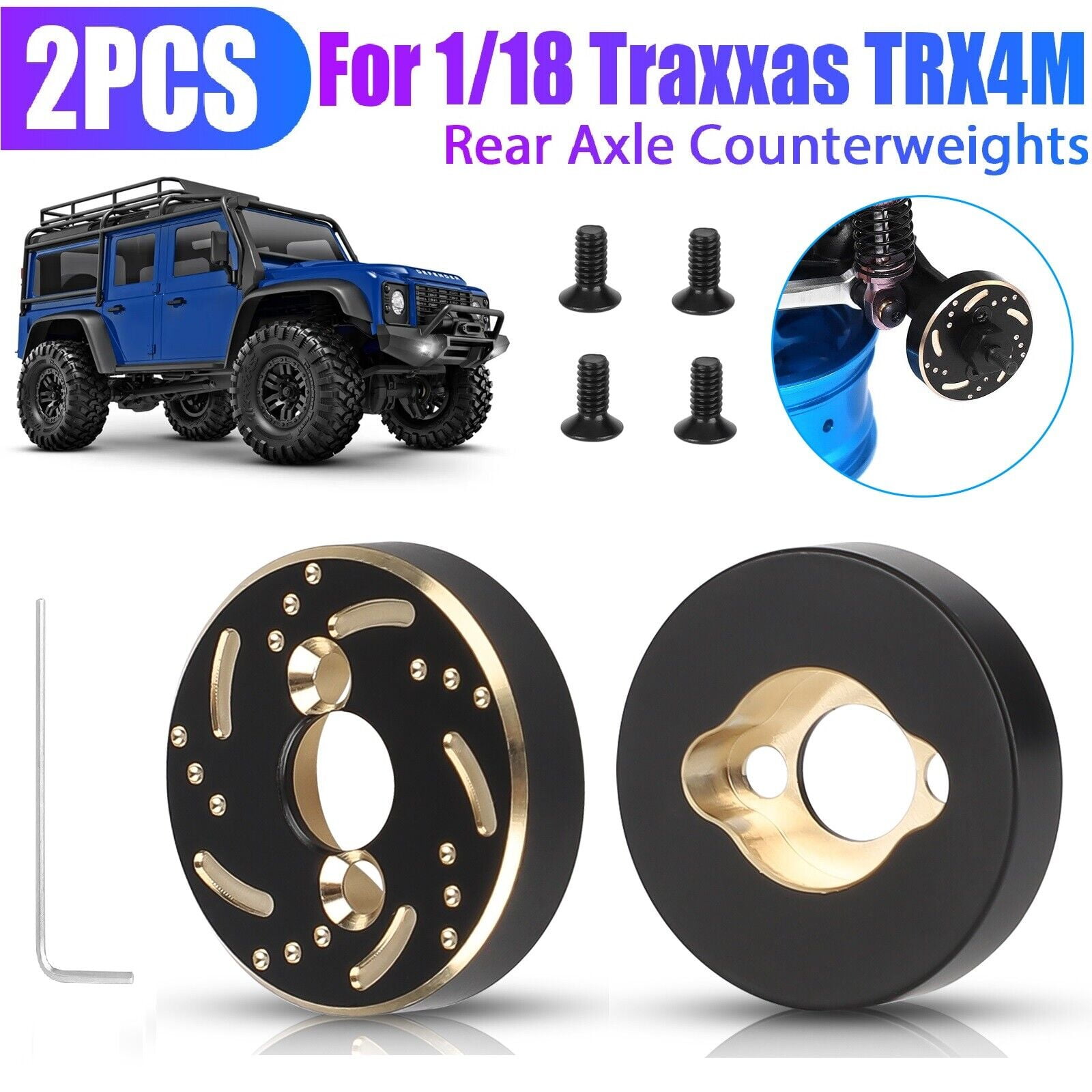 Brass Rear Axle Counterweight Upgrade Part for 1/18 RC Crawler Car ...
