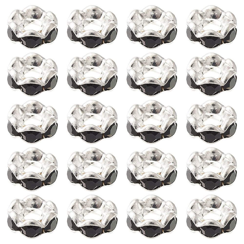 Brass+Rhinestone 20 pc Brass Rhinestone Spacer Beads Grade A Wavy Edge ...