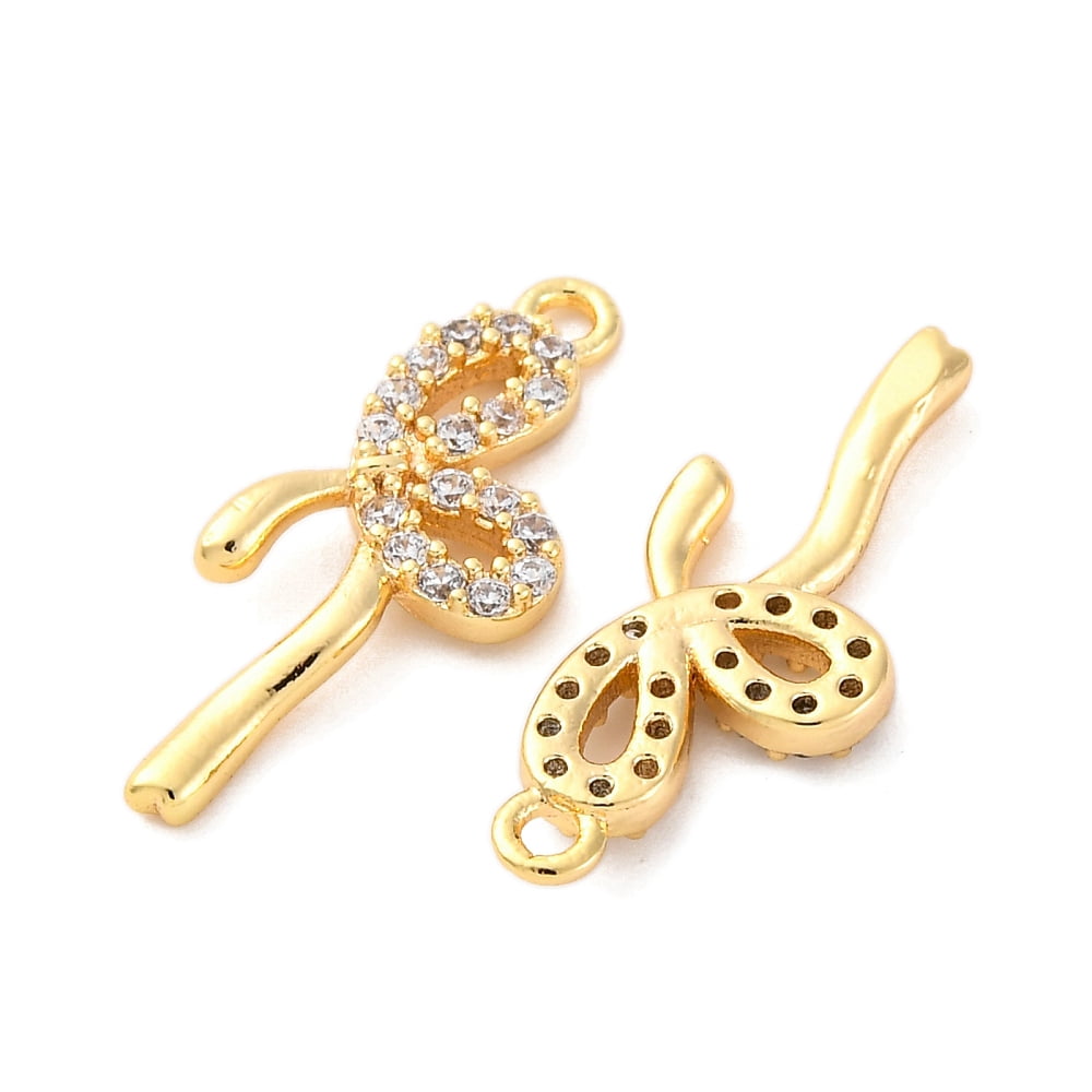 Brass Rhinestone Pendants Bowknot Charms Real 18K golden Plated ...