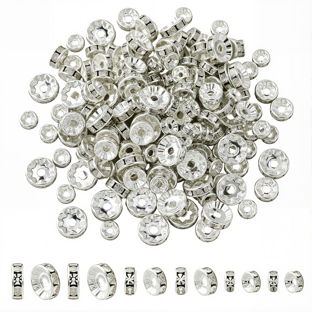 Brass Rhinestone Spacer Beads Grade A Straight Flange Silver Color ...