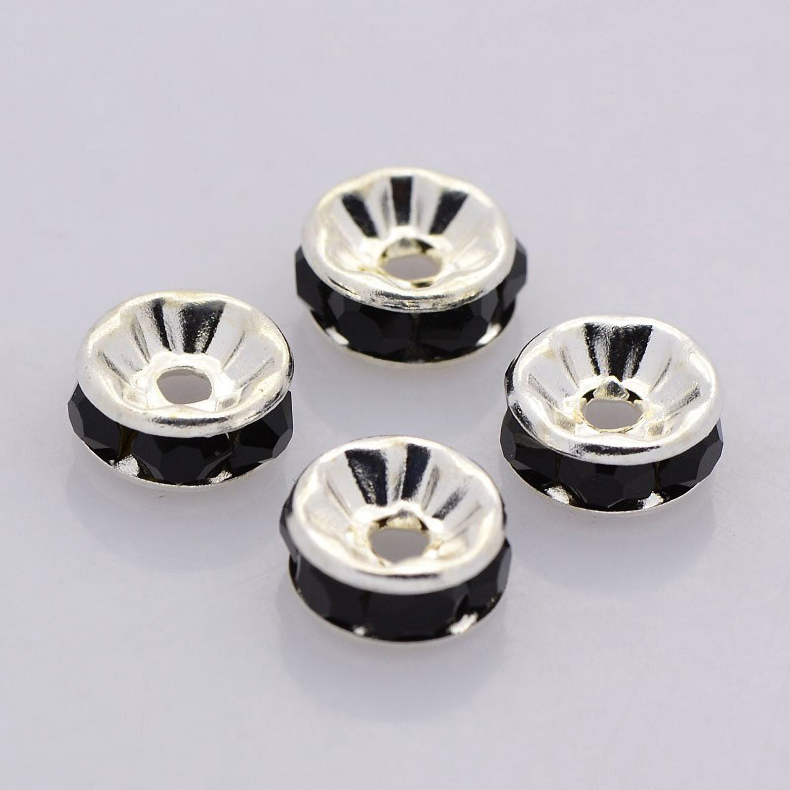 Brass Rhinestone Spacer Beads Grade A Straight Flange Silver Color ...