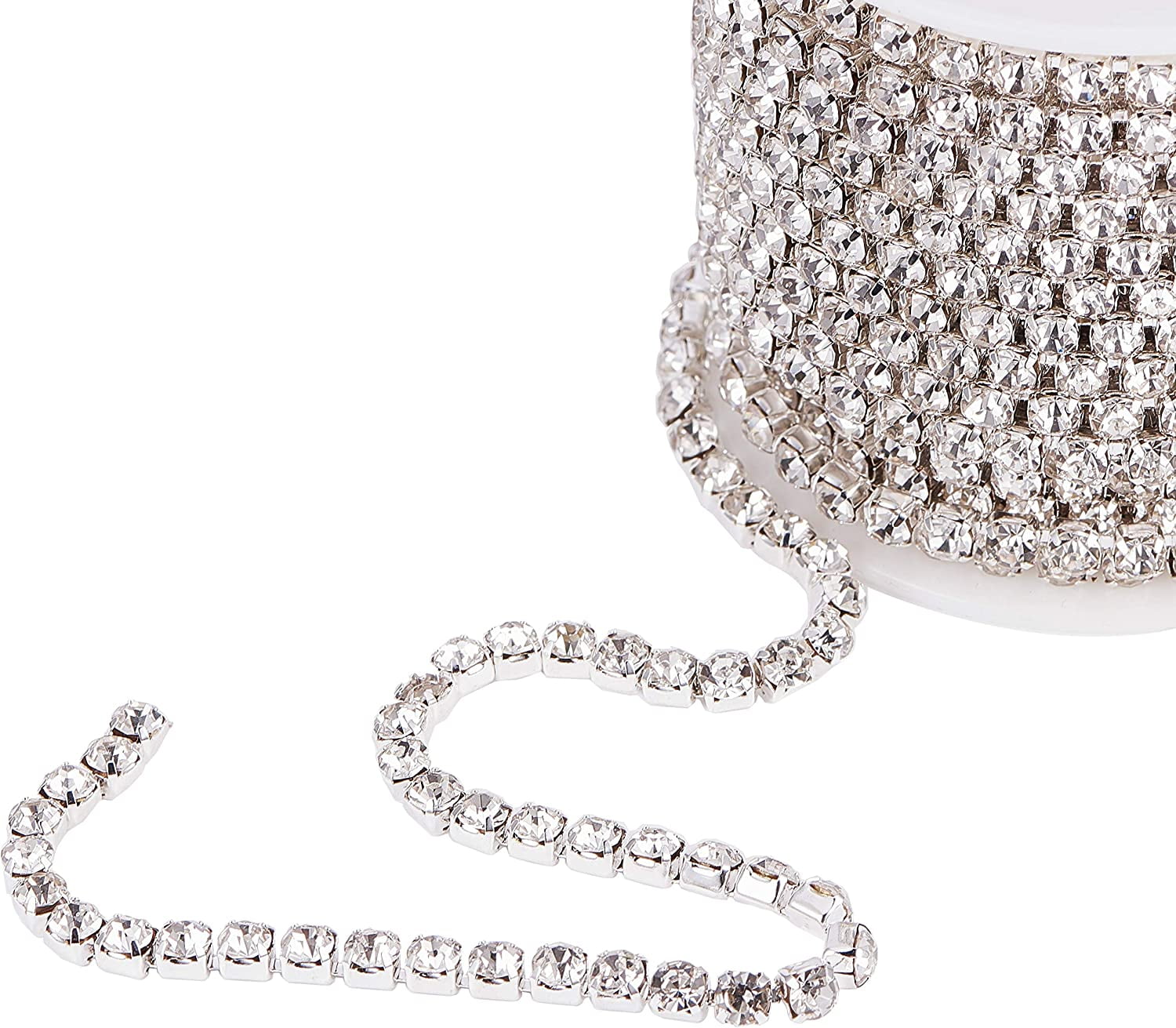 Brass Rhinestone Strass Chains with Spool Rhinestone Cup Chains Silver ...