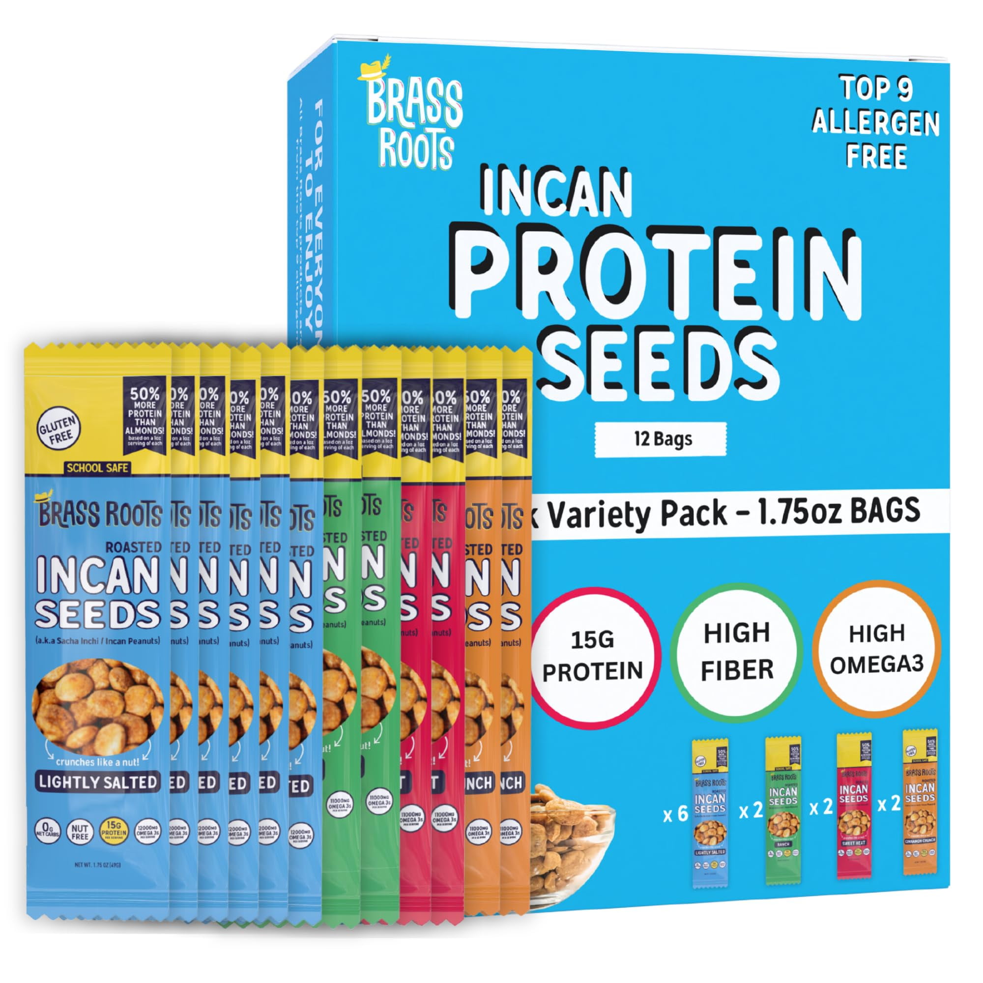 Brass Roots Organic Roasted MMF7 Sacha Inchi Seeds - Fiber, Shark Tank ...