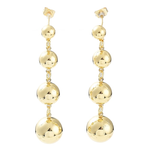 Brass Round Ball Dangle Stud Earrings for Women Real 18K Gold Plated ...