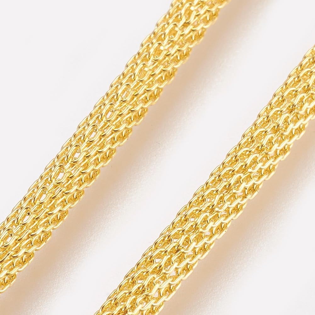 Brass Round Link Chain Necklace Gold Plated Jewelry 15.6 Inch 3mm for ...