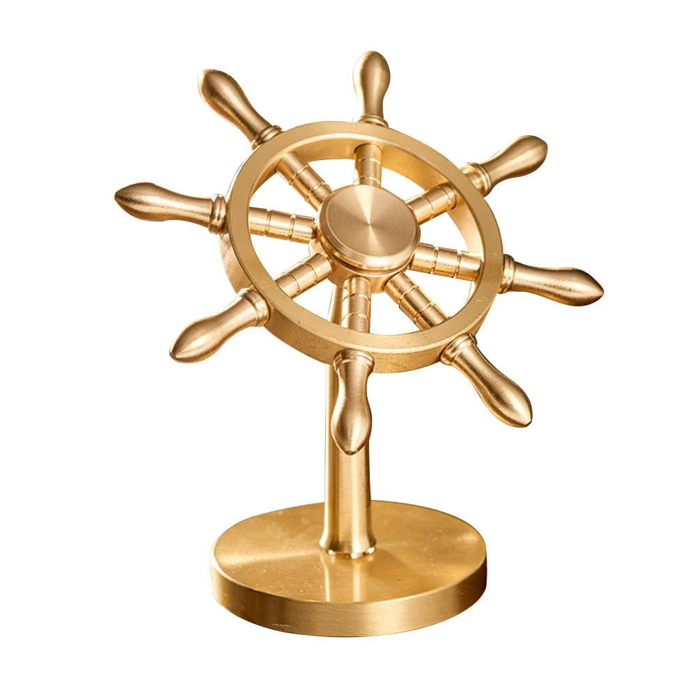Brass Rudder Turns Ship Steering Wheel Boat Sculpture Ornaments Decor ...