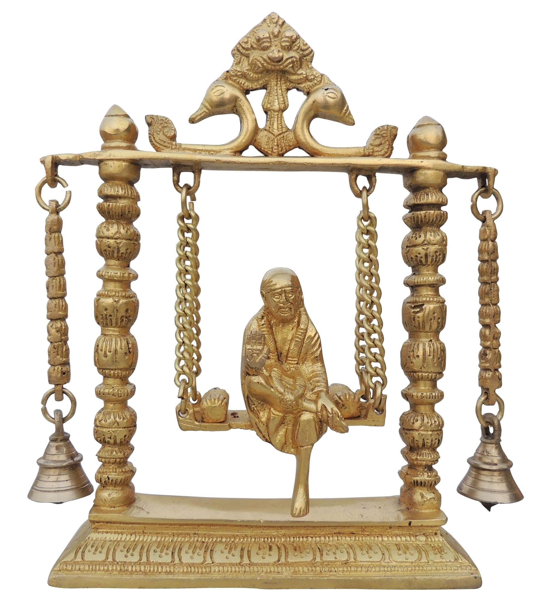 Brass Sai Baba on Jhula Idol Statue 2.34kg, Brass Sai Baba statue ...