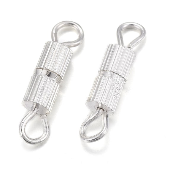 Brass Screw Clasps Tube Silver Color Plated 14mm Hole: 1.8mm Clasp ...