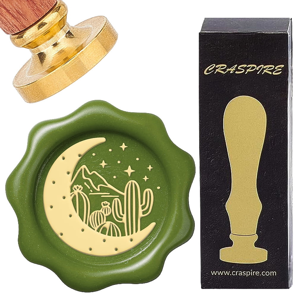 Brass Seal Stamps with Wood Handle for DIY Scrapbooking Cactus 25mm ...
