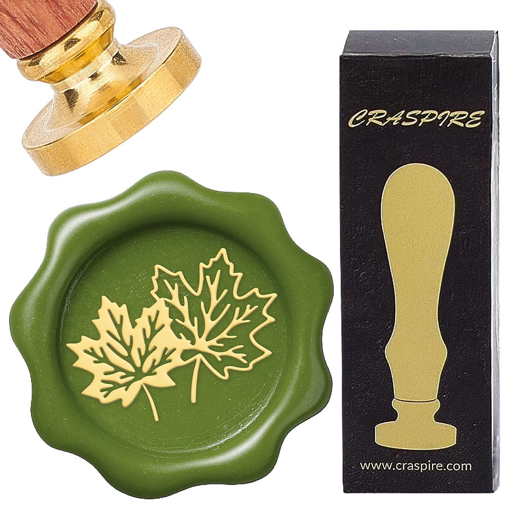 Brass Seal Stamps with Wood Handle for DIY Scrapbooking Maple Leaf 25mm ...