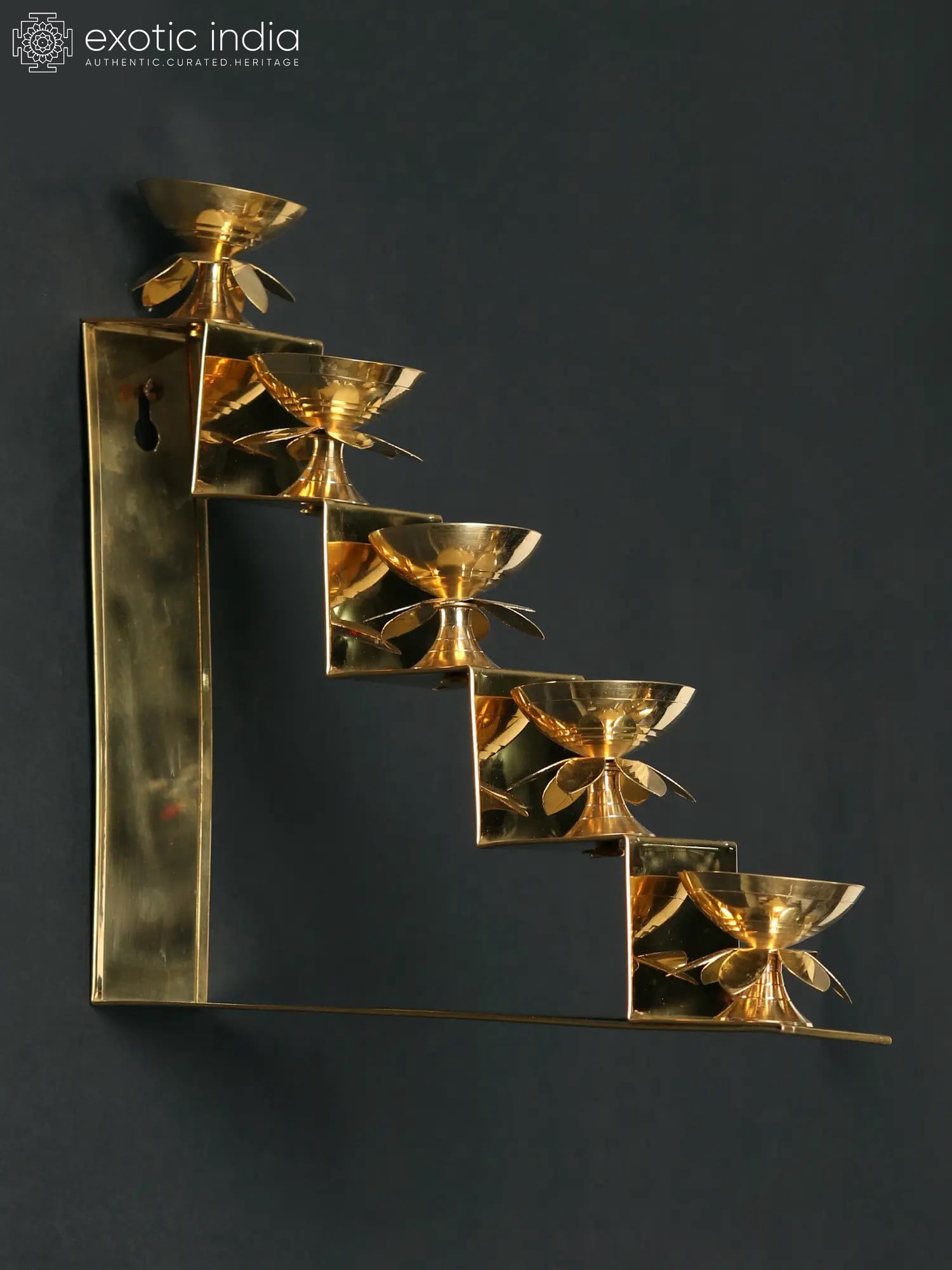 Brass Set of Five Lamps on Decorative Steps - Wall Hanging and Table ...